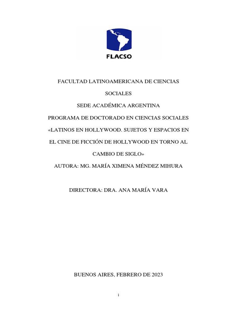 Méndez Mihura, María Ximena. 2023. Latinos en Hollywood. Sujetos y Espacios en El Cine de ...