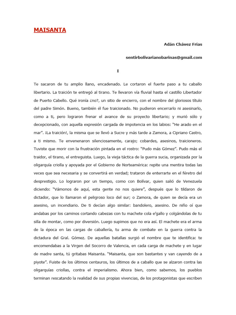 Maisanta: Héroe Libertario Venezolano | PDF | Venezuela