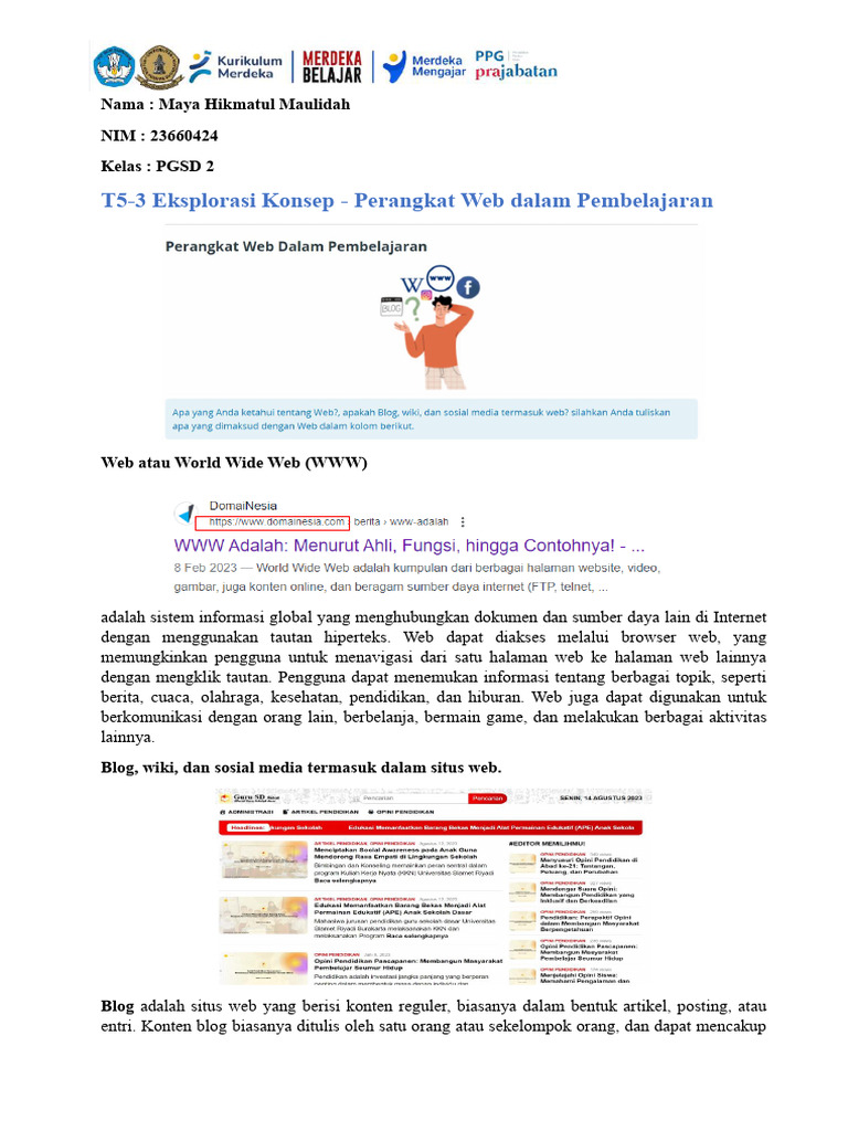 T5-3 Eksplorasi Konsep - Perangkat Web Dalam Pembelajaran | PDF