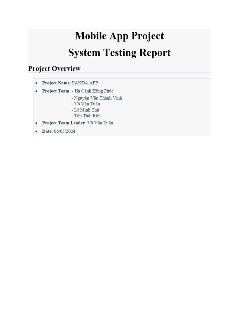 Testing Report - Panda App | PDF | Usability | Mobile App