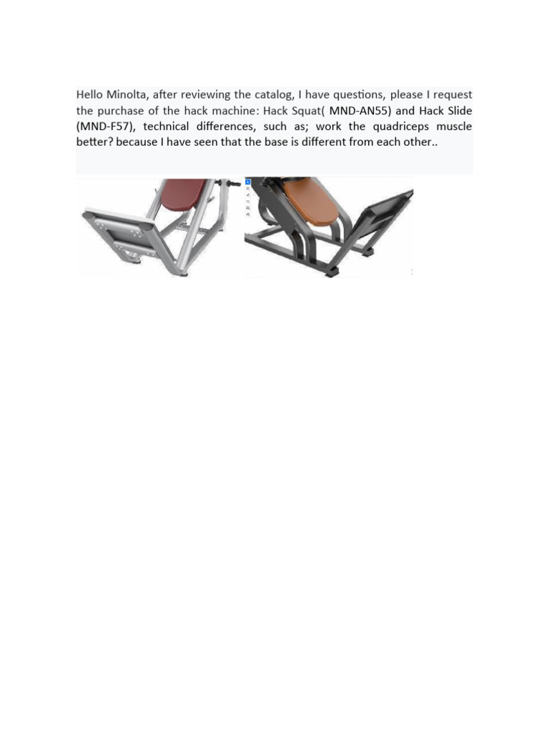 Inquiry on Hack Squat Machine Differences | PDF