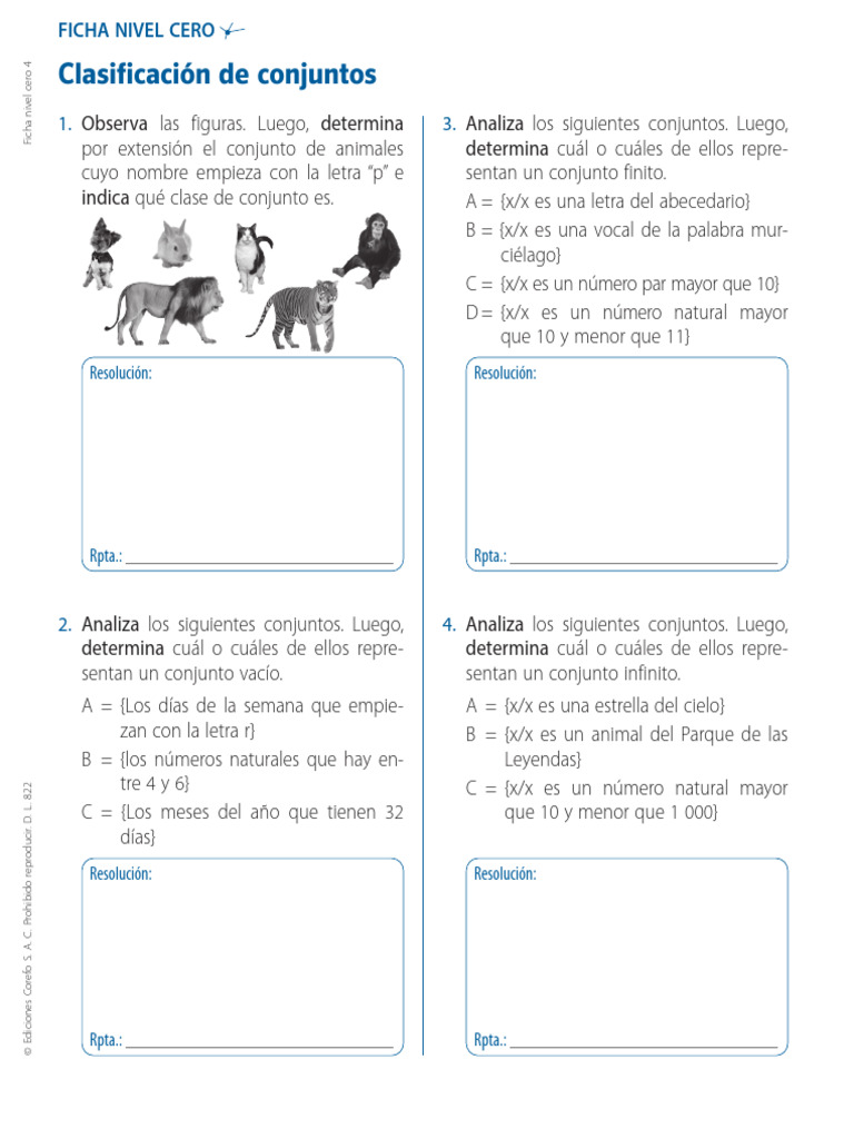 Ejercicios de Conjuntos para Niños | PDF | Matemáticas | Conceptos ...