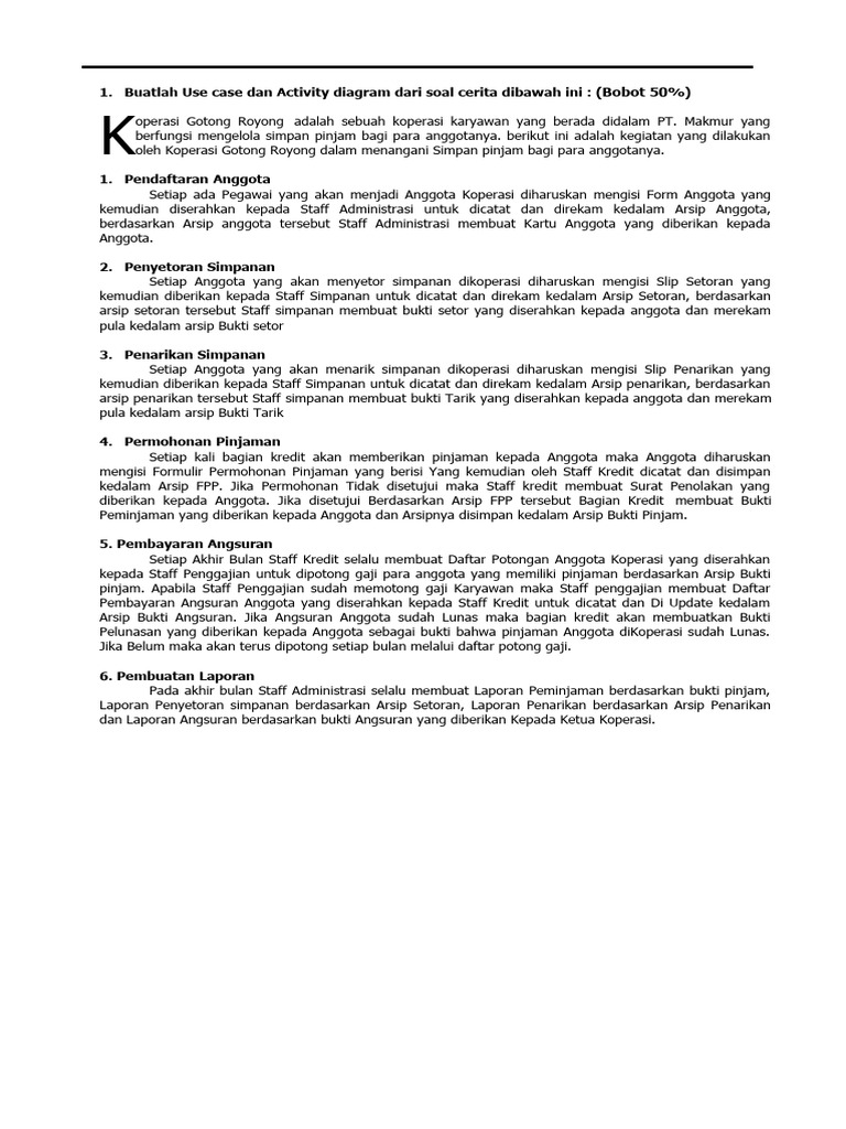 Use Case dan Diagram Aktivitas Koperasi | PDF