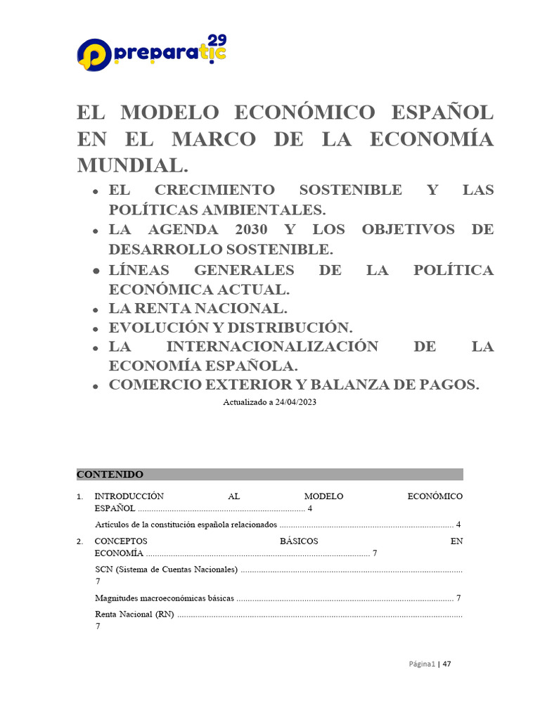 Modelo Económico Español y Sostenibilidad | PDF | Economias