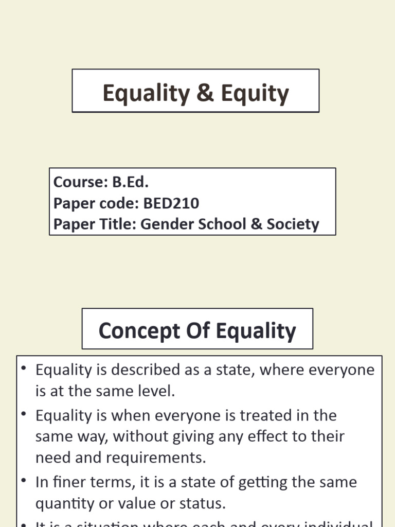Equality & Equity | PDF | Social Equality | Justice