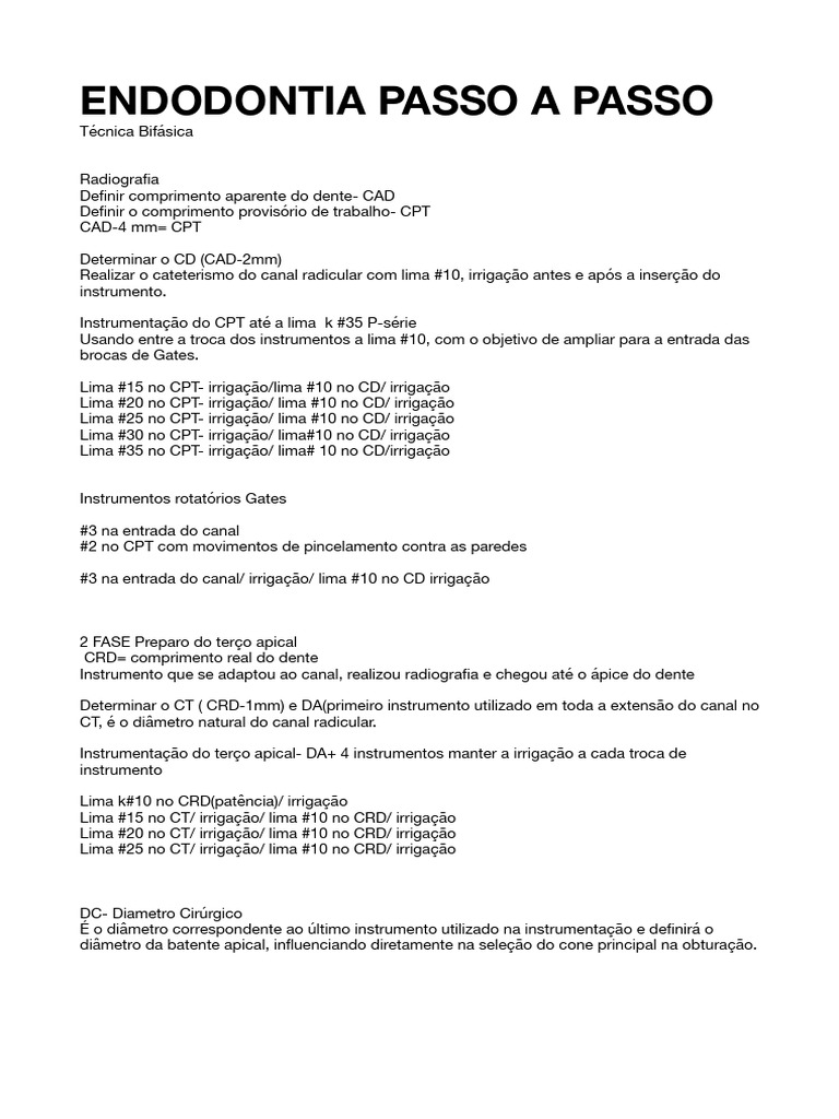 Endodontia: Protocolo Passo a Passo | PDF