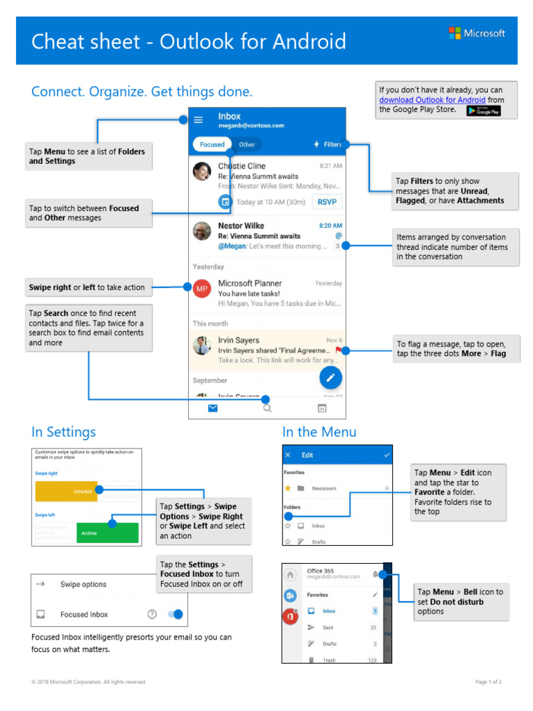MS Cheatsheet OutlookMobile Android | PDF | Microsoft Outlook | Mobile Computers