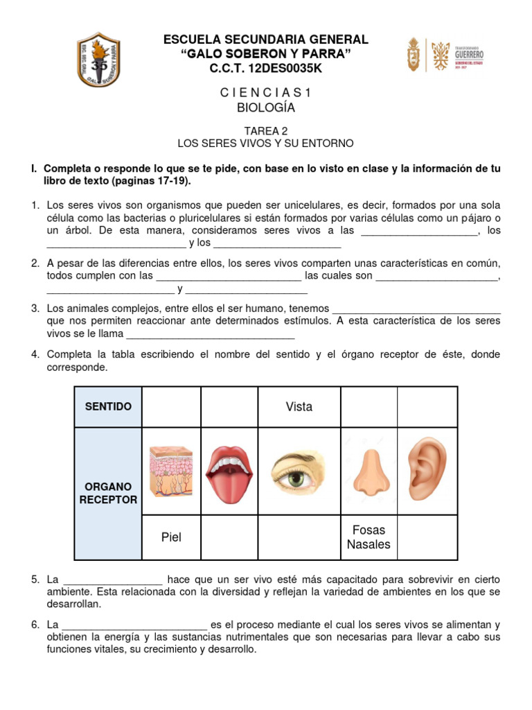Tarea 2 Los Seres Vivos y Su Entorno | PDF | Organismos | Respiración