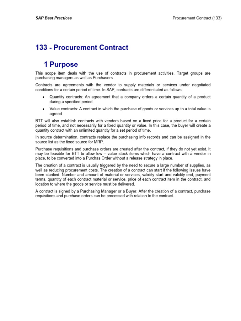 Procurement Contract Overview in SAP | PDF | Accounts Payable | Invoice