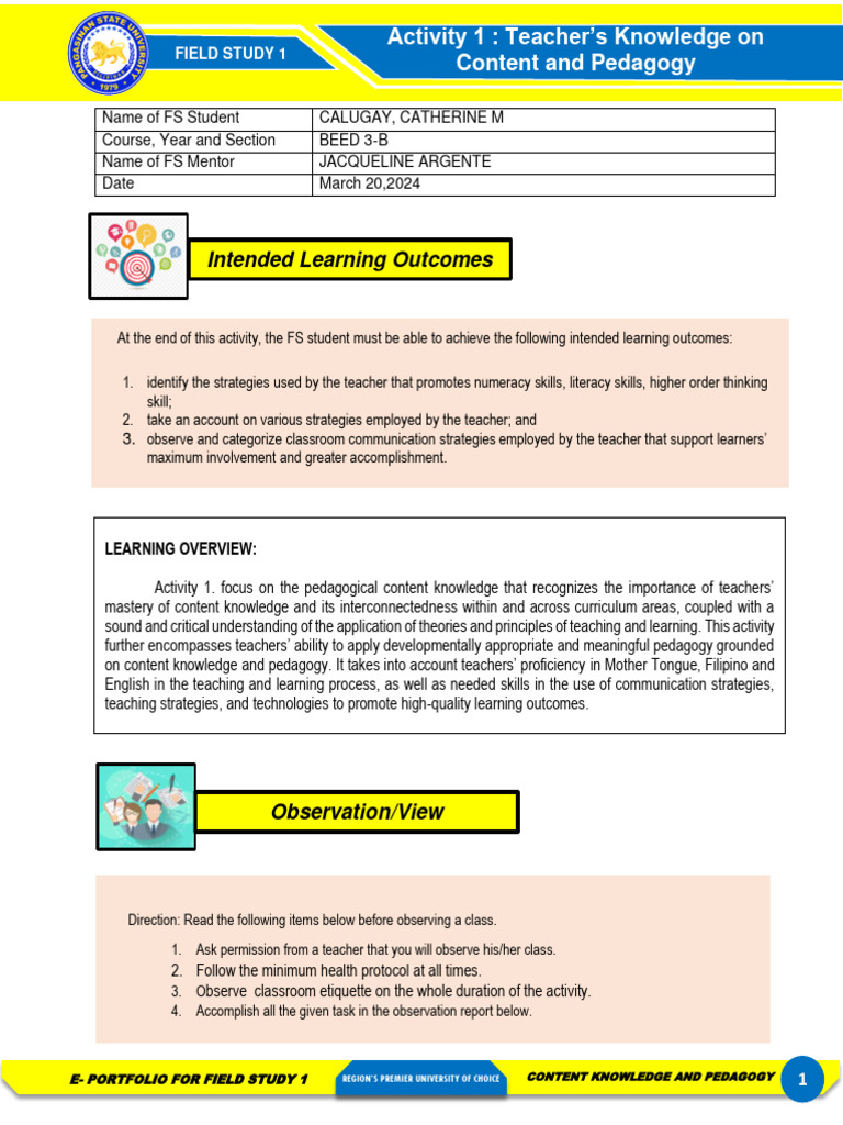 FS1 Activity 1 | PDF | Learning | Pedagogy