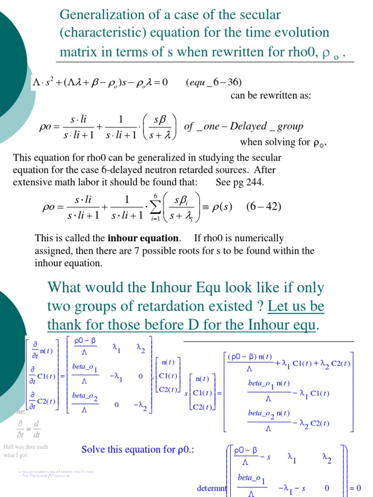 Generalization Of A Case Of The Secular Characteristic Equation For