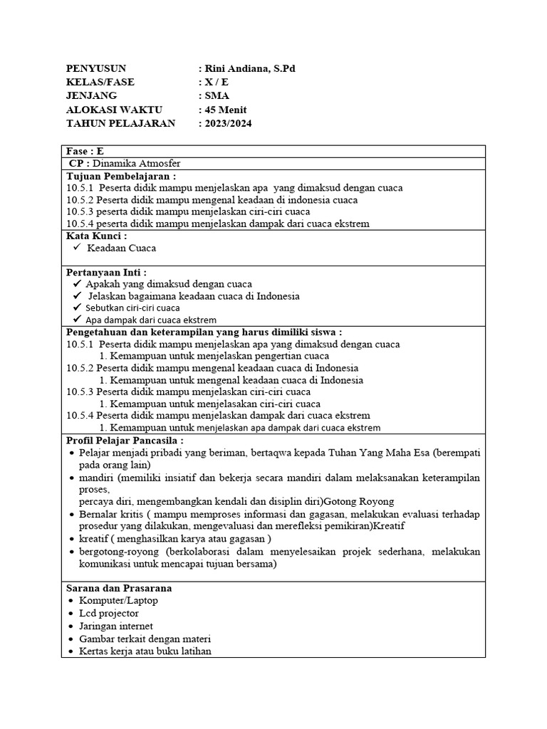 Modul Ajar Pertemuan 1 | PDF