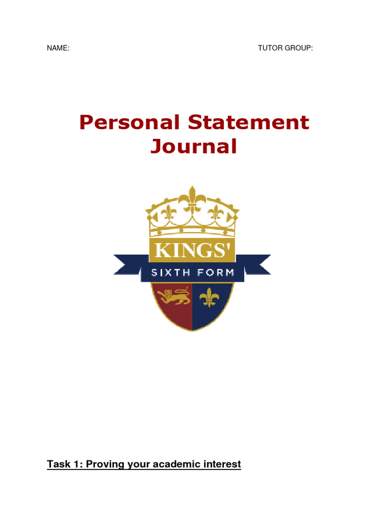 Booklet Personal Statement Preparation Journal 2024 | PDF | Experience ...