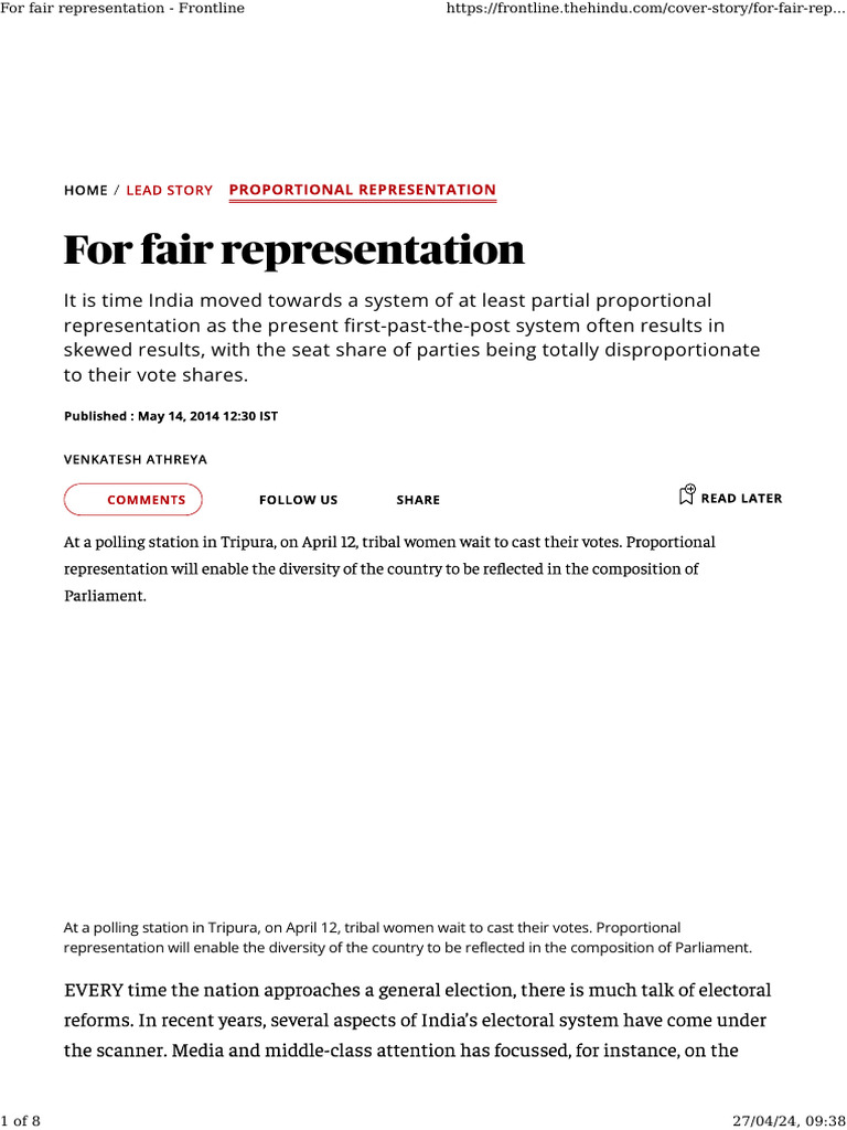 For Fair Representation - Frontline | PDF