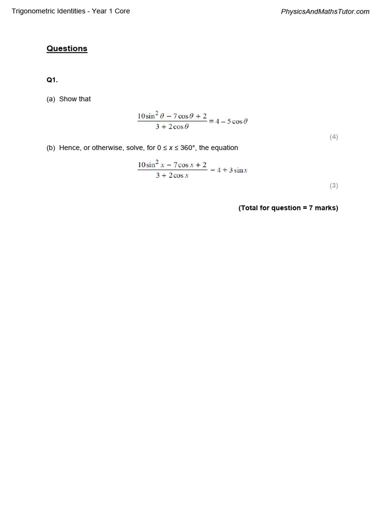 Trigonometric Identities | PDF | Mathematical Objects | Equations