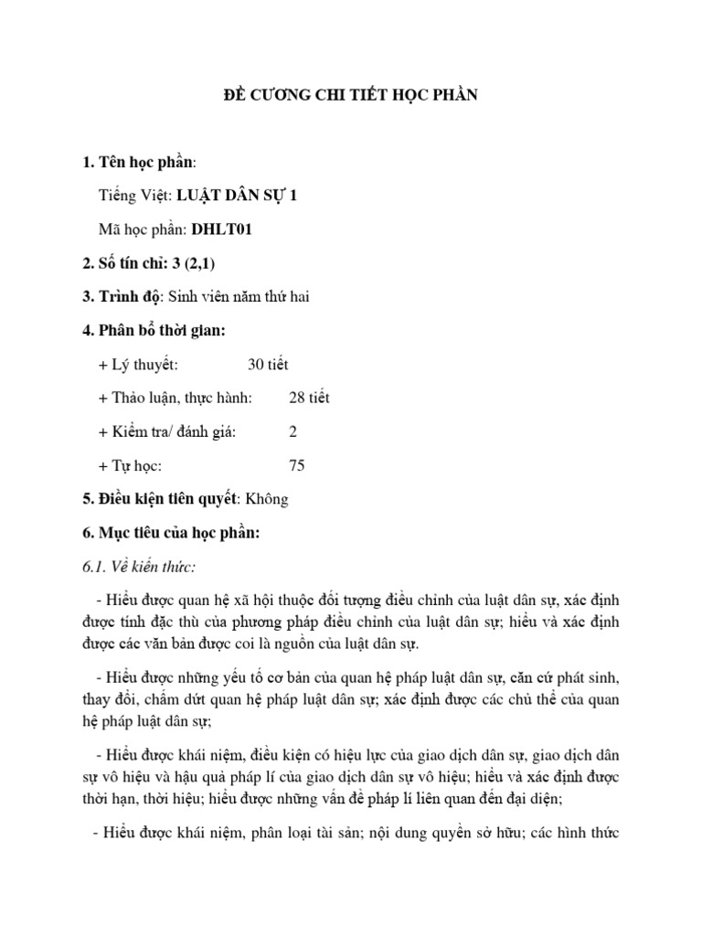 De Cuong Chi Tiet Luat Dan Su | PDF