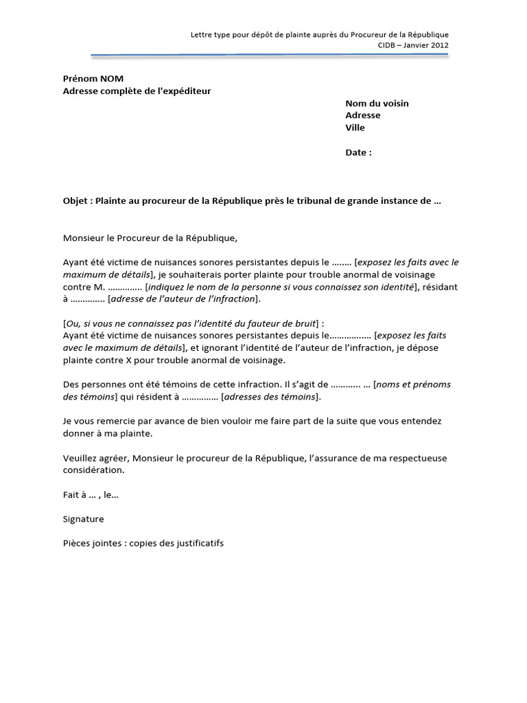 Depot Plainte Procureur Republique | PDF | Plainte