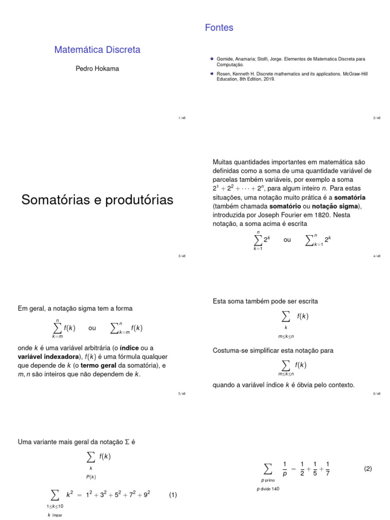 Somat Produt Exercícios | PDF | Somatório | Matemática