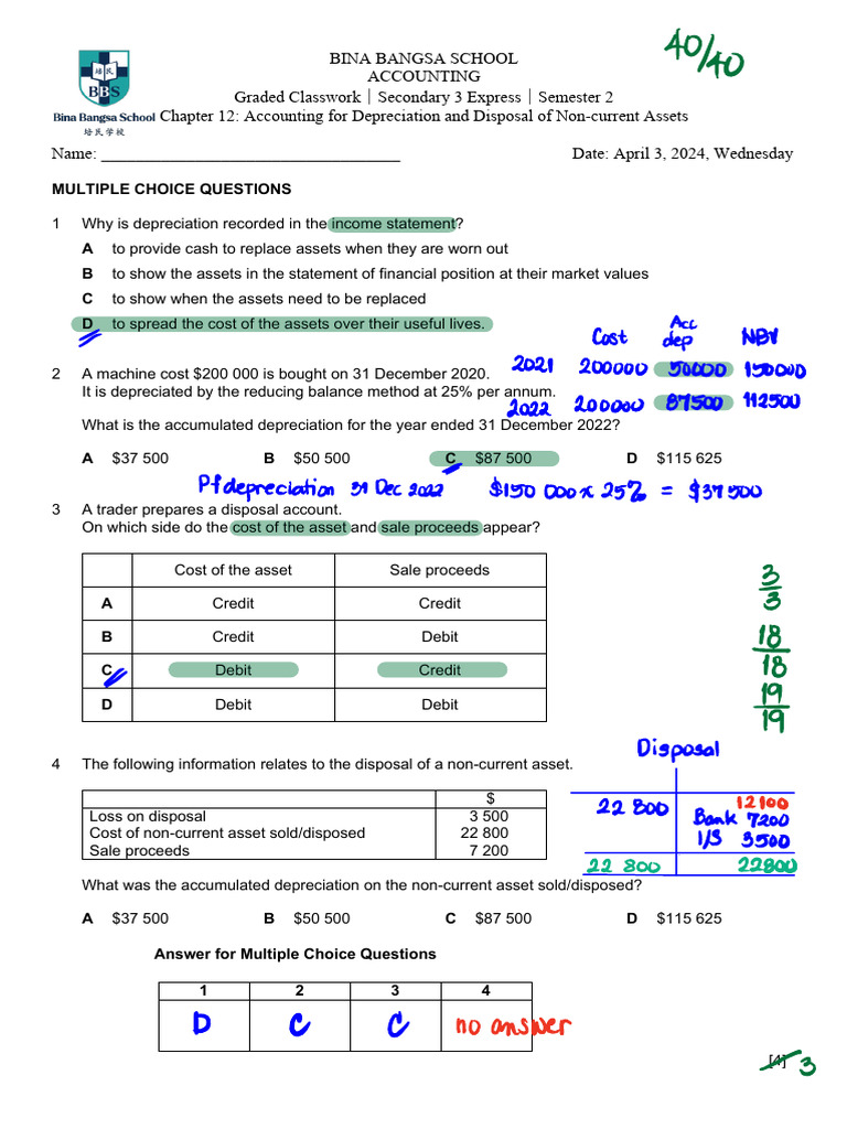 Accounting Worksheet | PDF | Depreciation | Fixed Asset