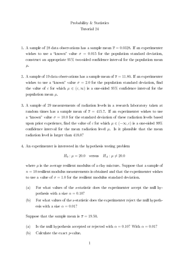 Tutorial 24 Pdf Methodology Statistical Hypothesis Testing