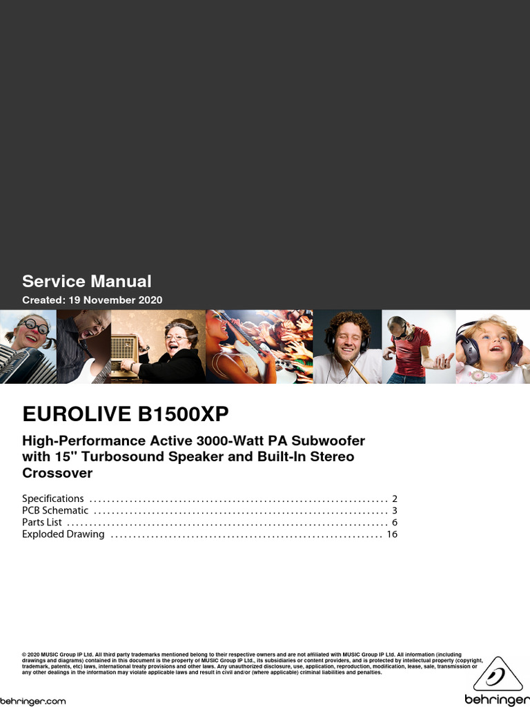 Behringer B1500XP Service Manual | Download Free PDF | Loudspeaker | Electrical Engineering