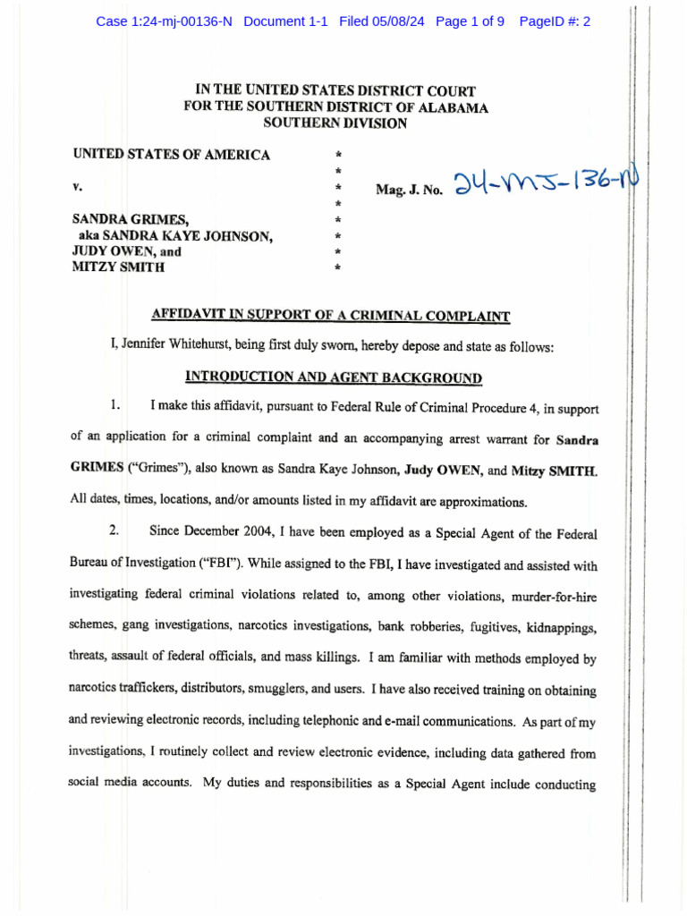 Murder For Hire Affidavit | PDF | Probable Cause | Federal Bureau Of ...