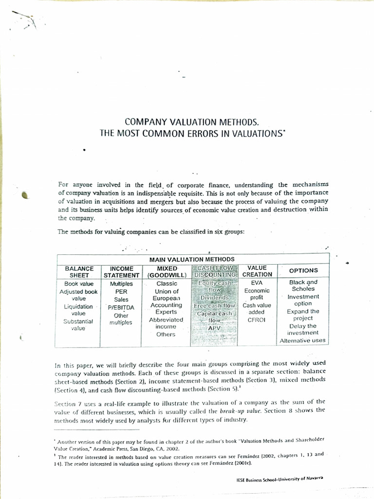 Company Valuation Method | PDF