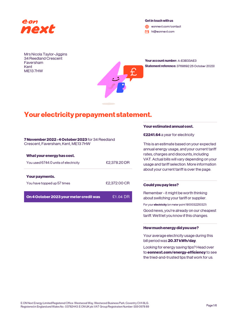 A E3B33AE3 2022 11 07 2023 10 04 Prepayment Statement | PDF | Value ...