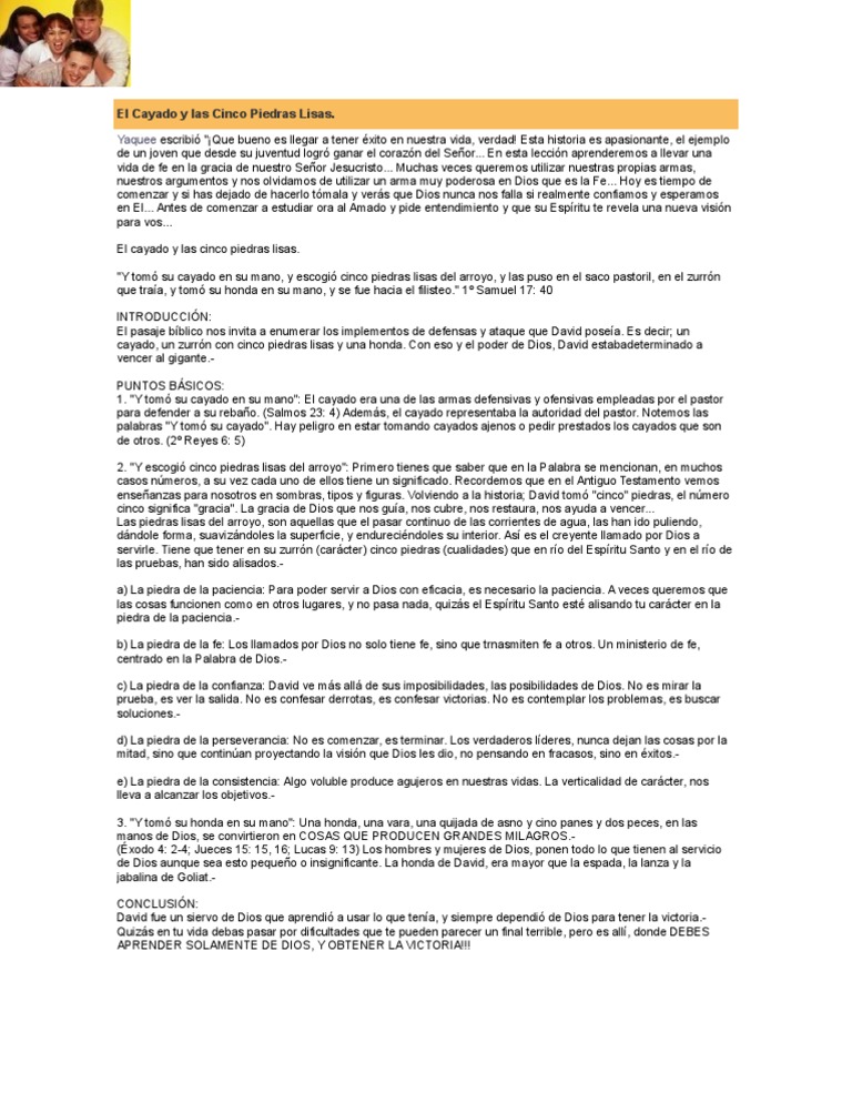 El Cayado y Las Cinco Piedras Lisas | PDF | David | Fe