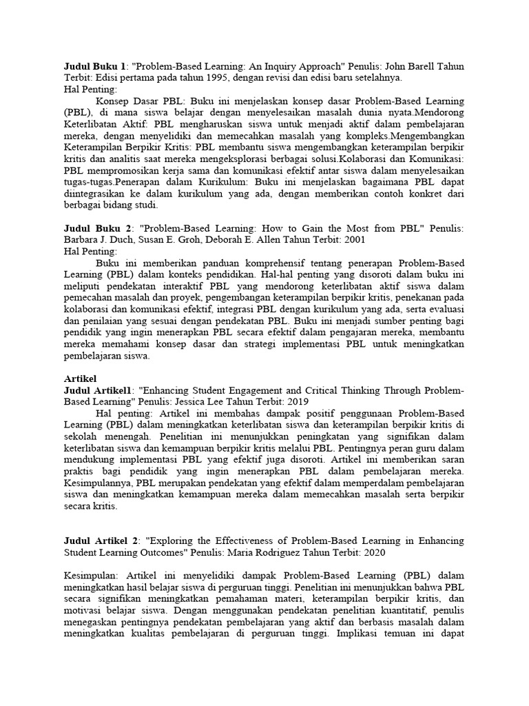 Buku & Artikel Problem Based Learning | PDF | Karier & Perkembangan
