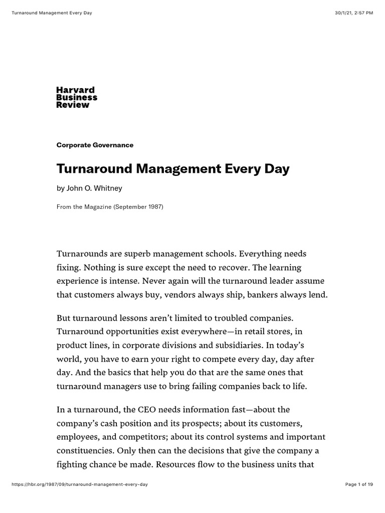 Everyday Turnaround Management Insights | PDF | Banks | Inventory
