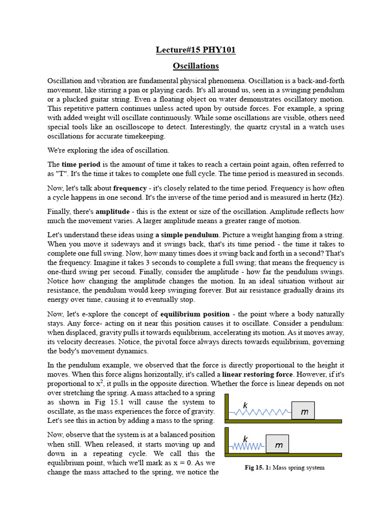 Lec15 Phy101 | PDF | Oscillation | Torque