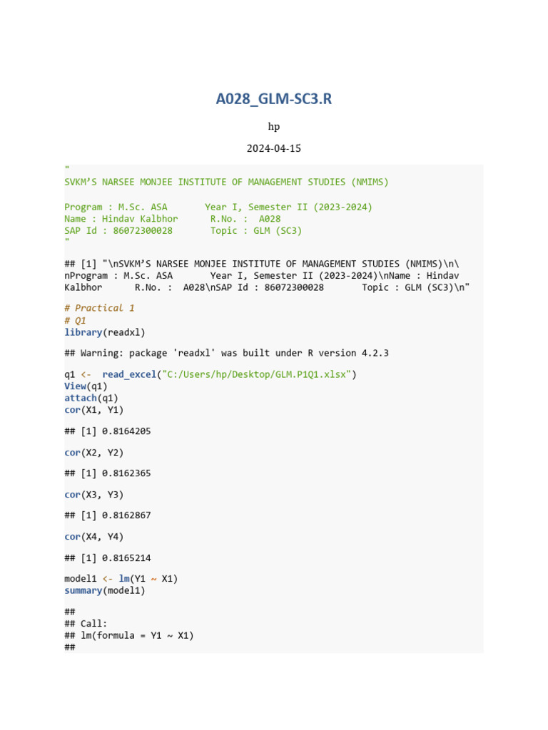A028 GLM-SC3 | PDF | Errors And Residuals | Coefficient Of Determination