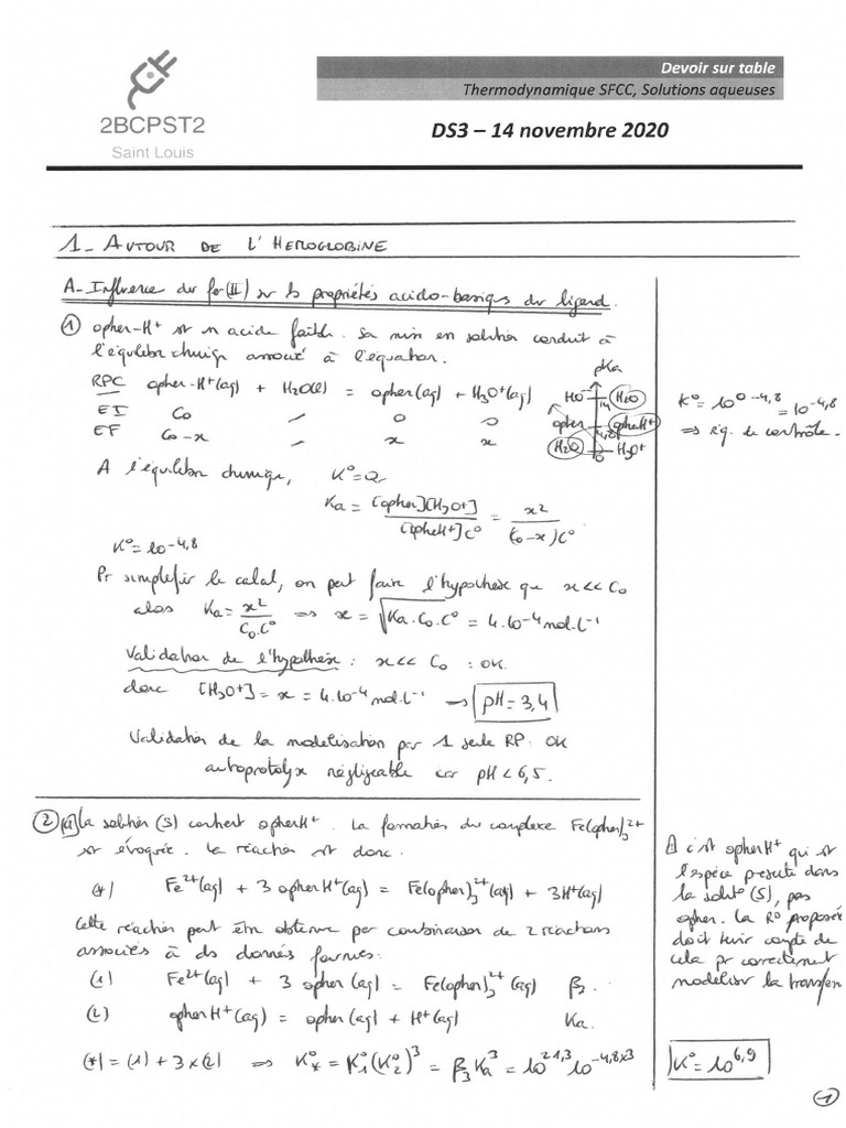 Corrige DS 3 Chimie | PDF
