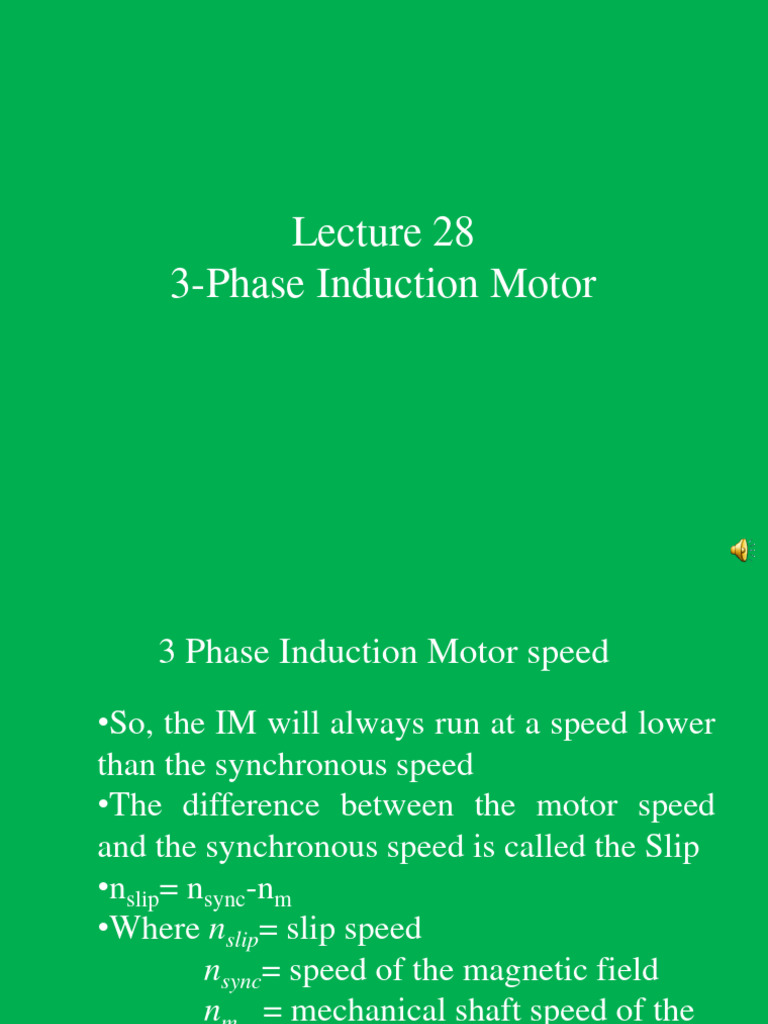 Lecture 28 | PDF | Electric Motor | Electrical Equipment Lecture 28 | PDF | Electric Motor | Electrical Equipment
