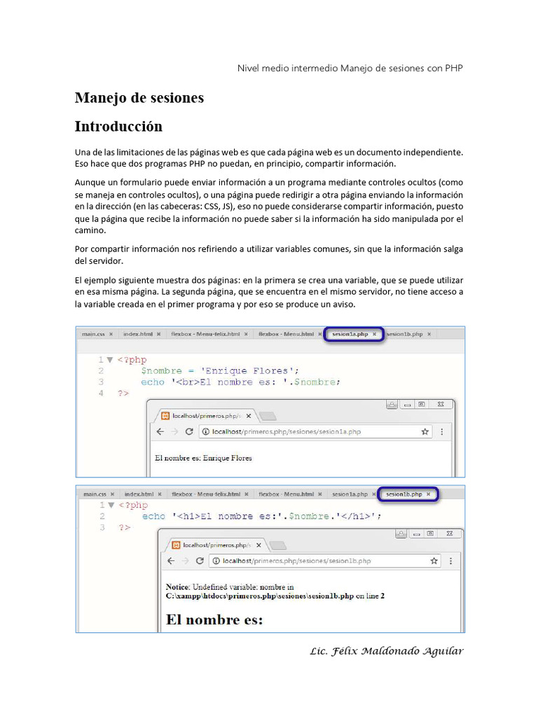 Manejo de Sessiones en PHP | PDF | Cookie HTTP | Redes