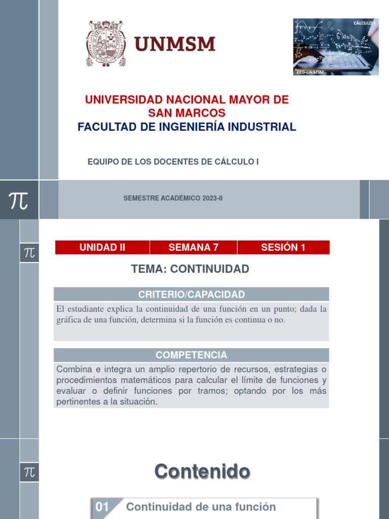 Cálculo I-Semana 7-Continuidad | PDF | Función continua | Función (Matemáticas)