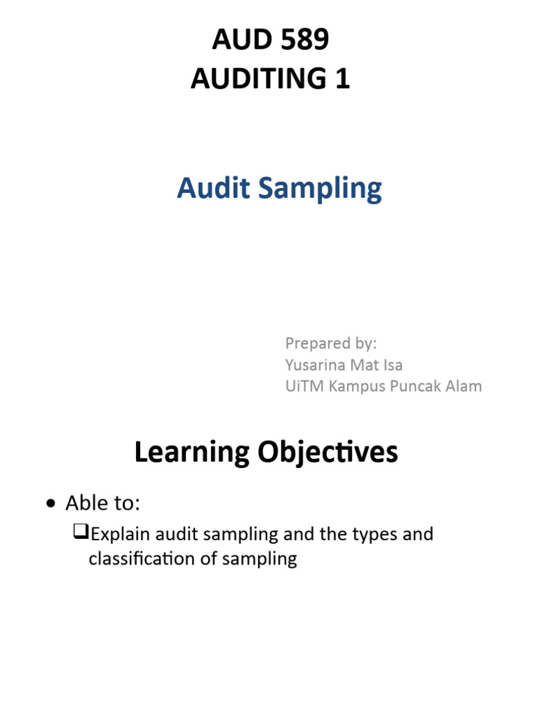 TOPIC 3c Audit Sampling | PDF | Sampling (Statistics) | Statistics