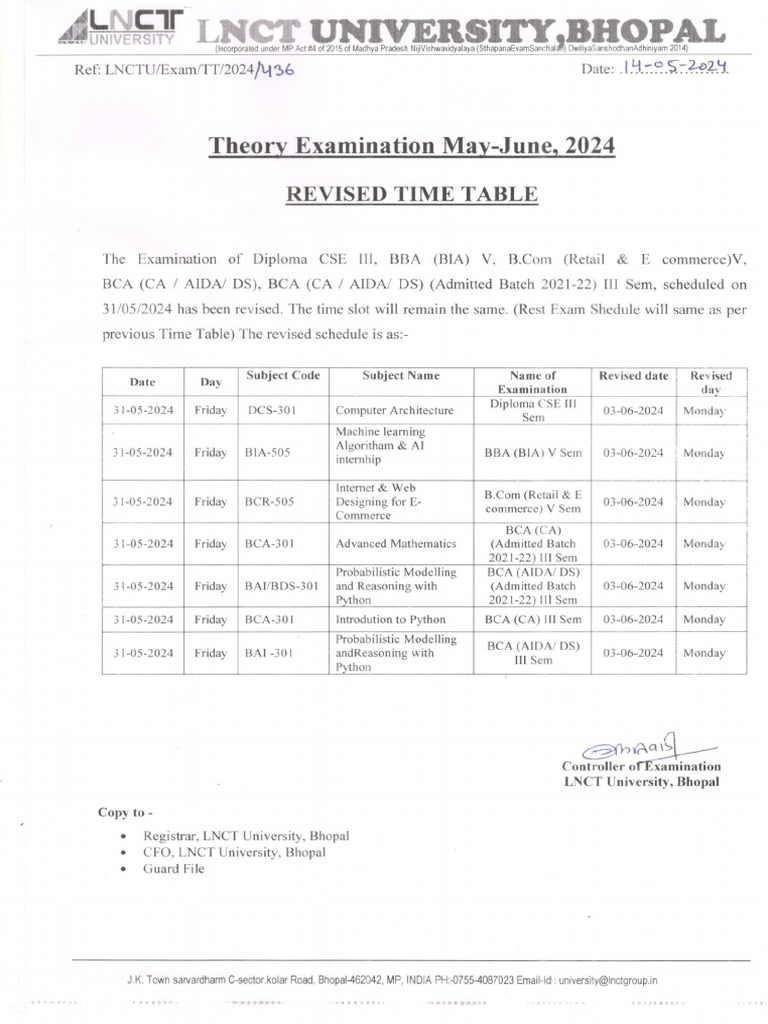 Diploma Cs III, Bba Bia V, B.com Rmse V, Bca III Sem Revised T | PDF