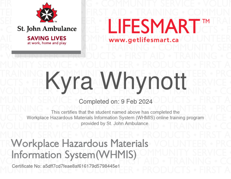 WHMIS - Kyra Whynott | PDF | Computers