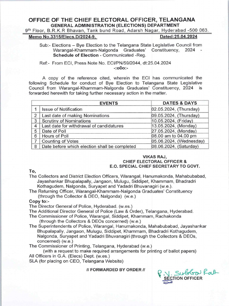 3315-9-Bye Elecs To TSLC From W.K.N-GC - 2024 Schedule of Elecs - Reg | PDF | Elections | Pandemic