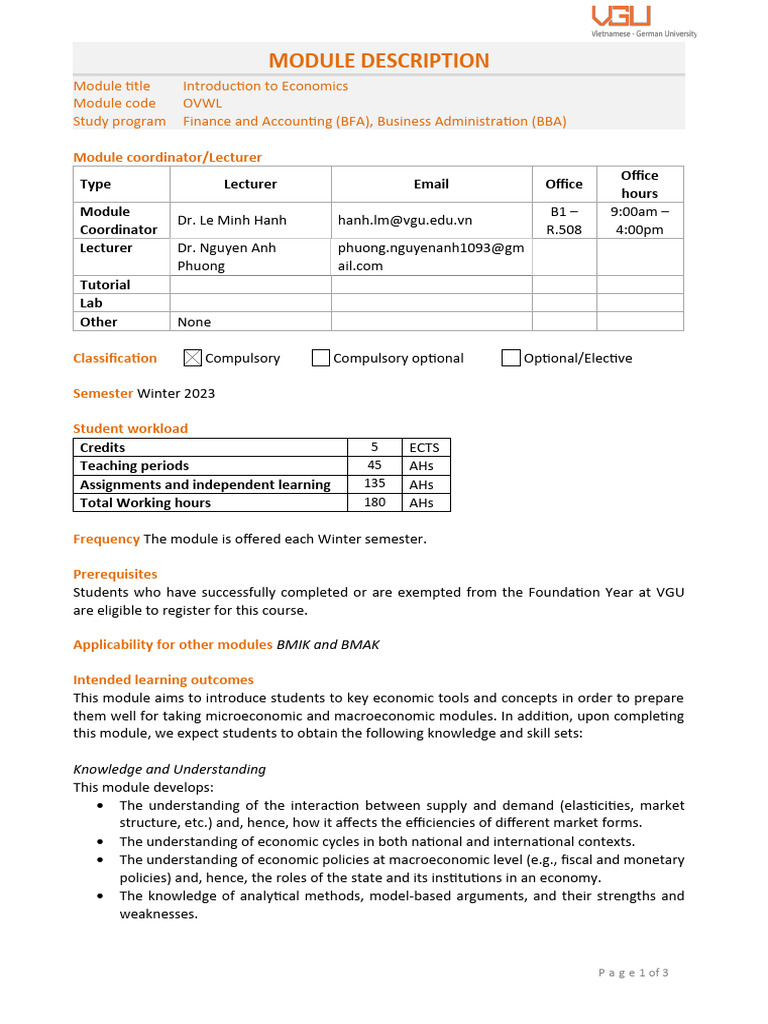 Introduction to Economics Module Overview | PDF | Macroeconomics ...