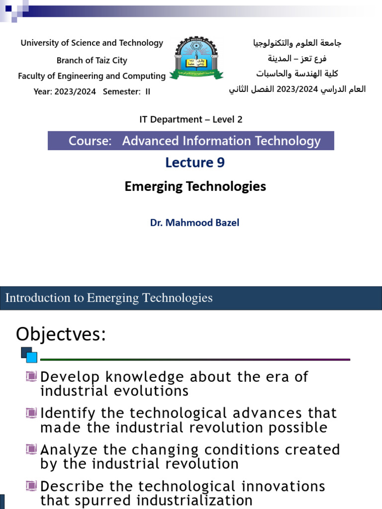 UST - IT 2 - Advanced IT - Lecture 9 (22-04-2024) Dr. Mahmood Bazel | PDF | Human–Computer ...