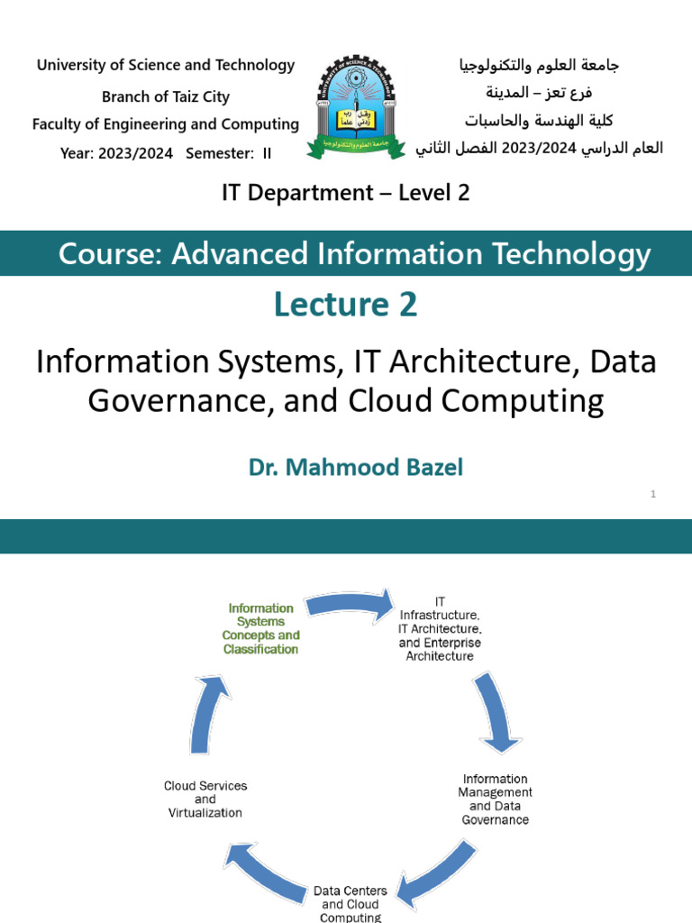UST - IT2 - Advanced IT - Lecture 2 (21-01-2024) Dr. Mahmood Bazel | PDF | Cloud Computing ...