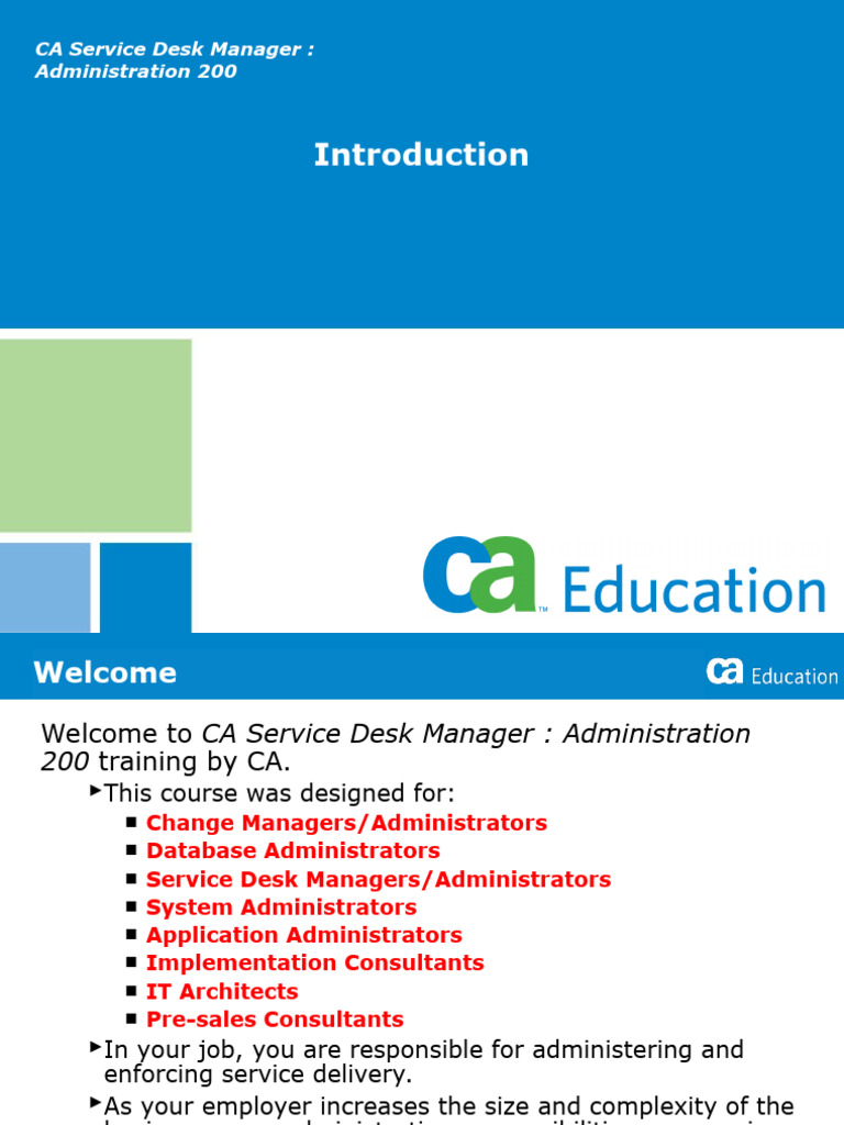 CA Service Management Training | PDF | It Service Management | Software