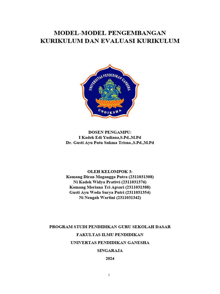 Model Pengembangan dan Evaluasi Kurikulum | PDF | Karier & Perkembangan ...