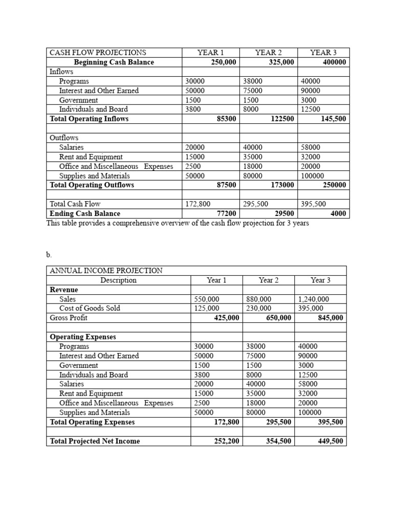 Chapter 3.3 Financial Projection | PDF | Expense | Income