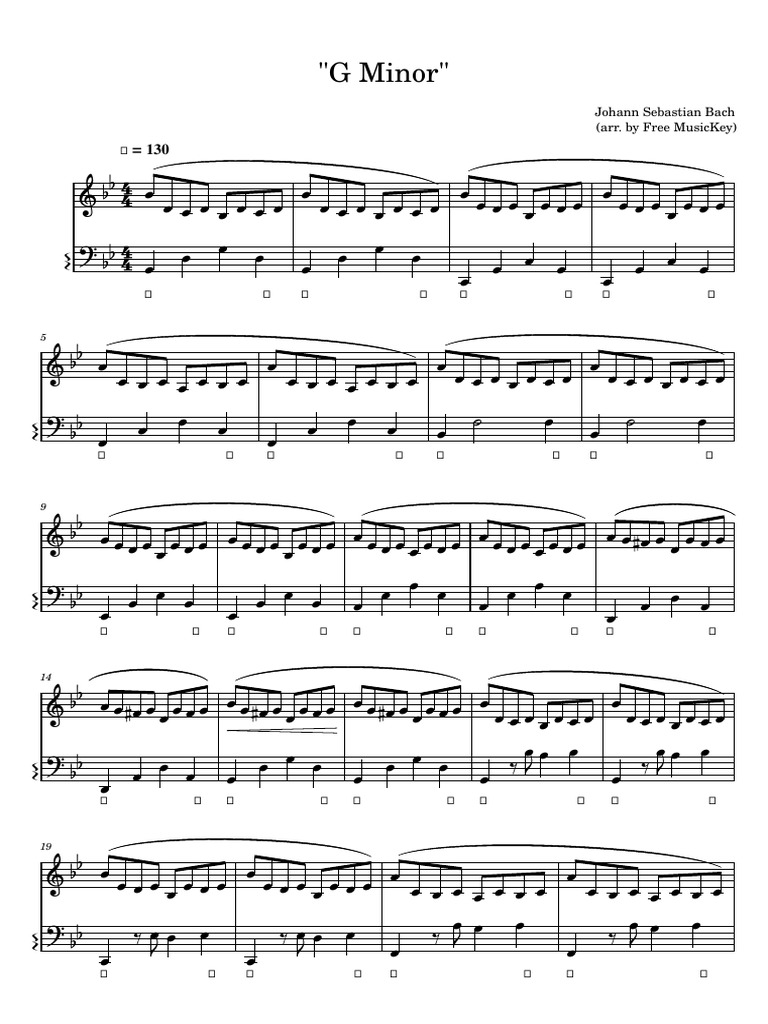 Johann_Sebastian_Bach_G_Minor_Easy_Piano_arr_by_Free_MusicKey | PDF ...