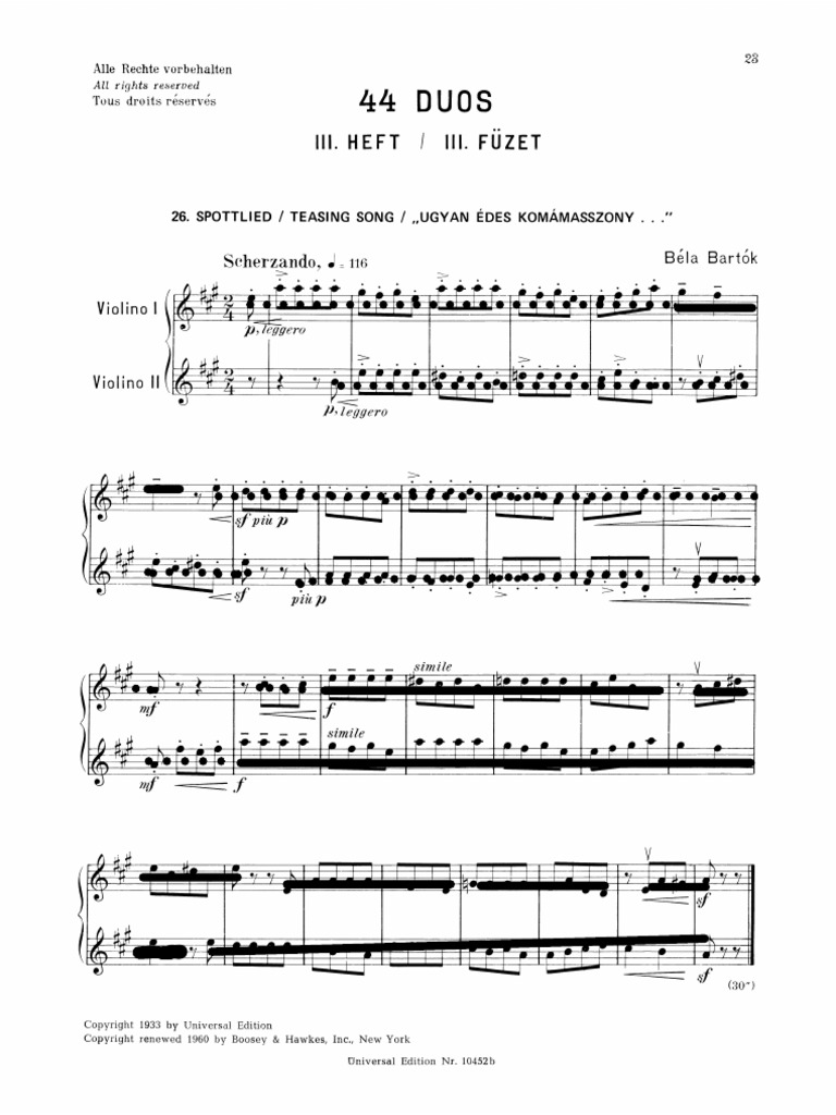 IMSLP20285-PMLP47288-Bartok Violin Duets Part II | PDF