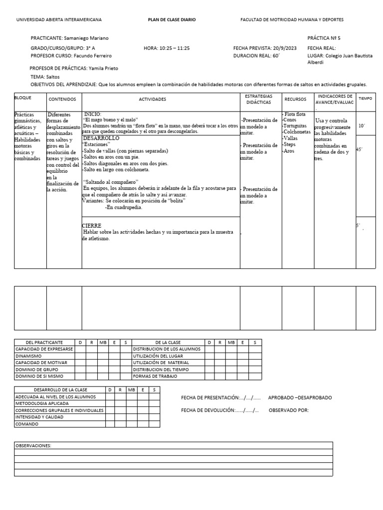 Plan de Clases 5 | PDF | Aprendizaje | Modificación de comportamiento